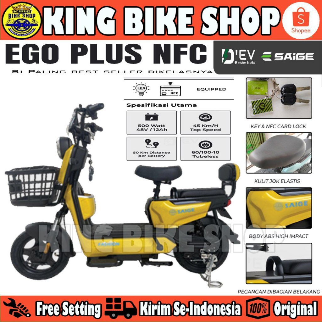 Jual Sepeda Listrik SAIGE EGO PLUS NFC 500 Watt Electric E Bike ...