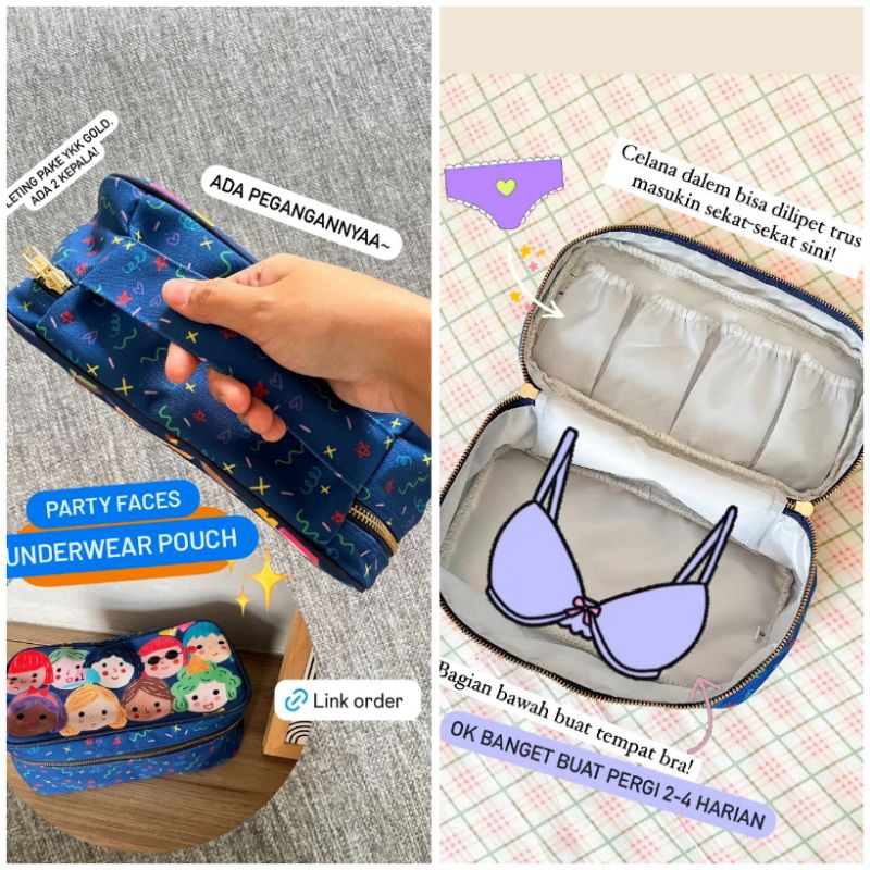 Jual Underwear Pouch Party Faces, Fancy Faces Black, Funny Faces by Ideku Handmade | Shopee ...