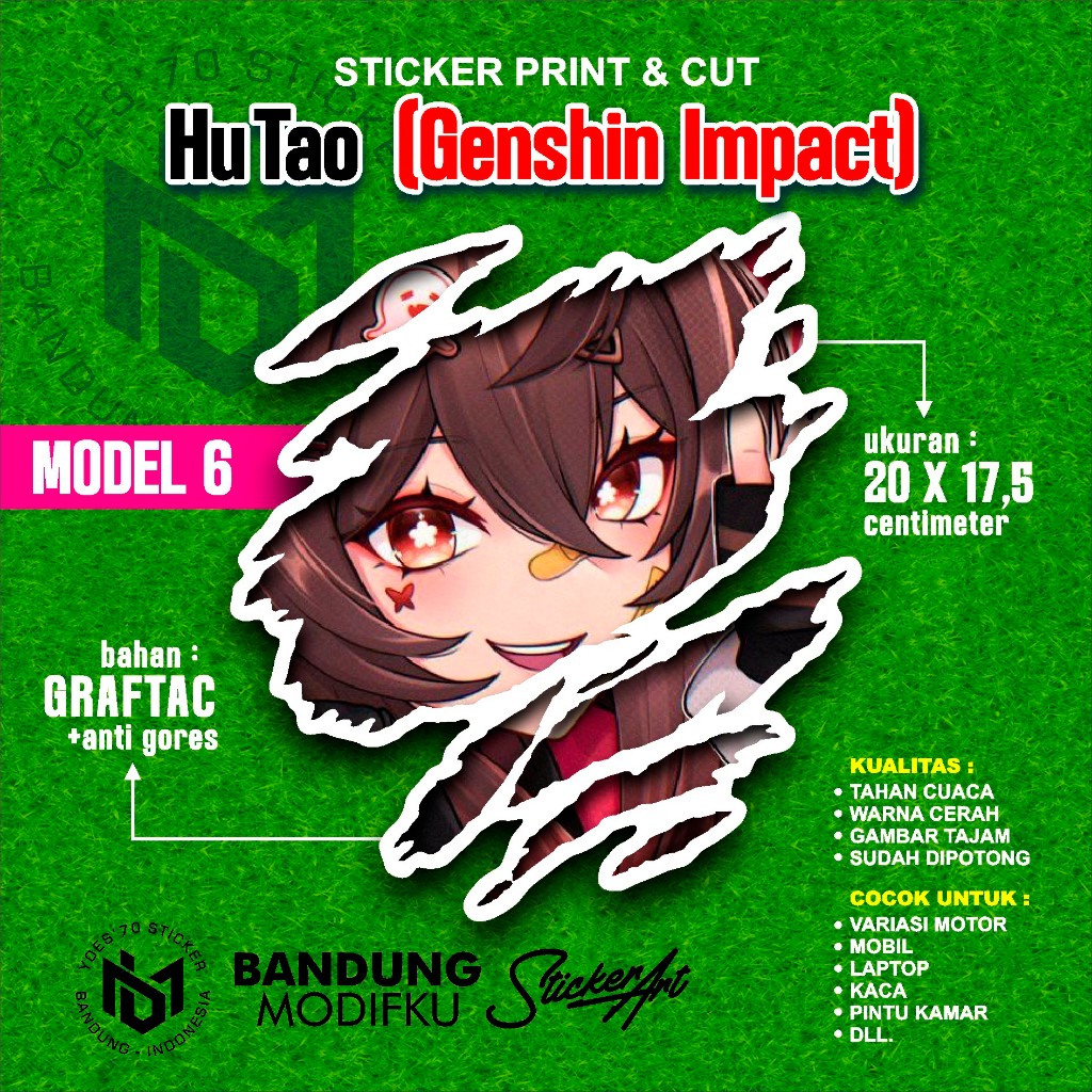 Jual Stiker Tokoh Anime Viral / HUTAO Model 6 / Stiker Manga / Sticker ...