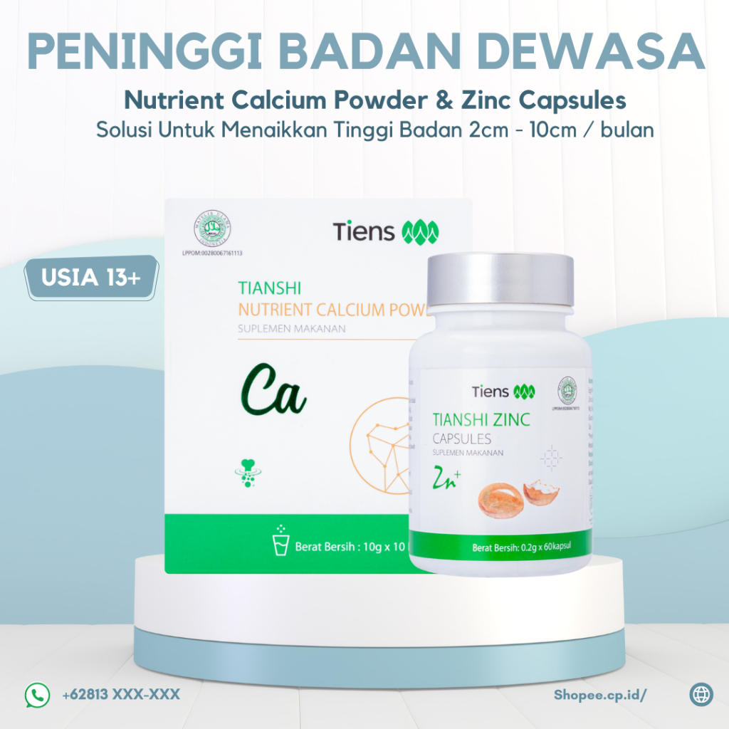 Jual PENINGGI BADAN DEWASA SUSU NUTRIENT CALCIUM POWDER DAN ZINC KAPSUL ...