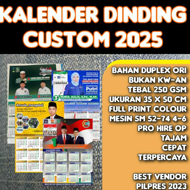 Jual 2000PCS CETAK KALENDER DINDING PARTAI 2026 CUSTOM DUPLEX 250GSM ...