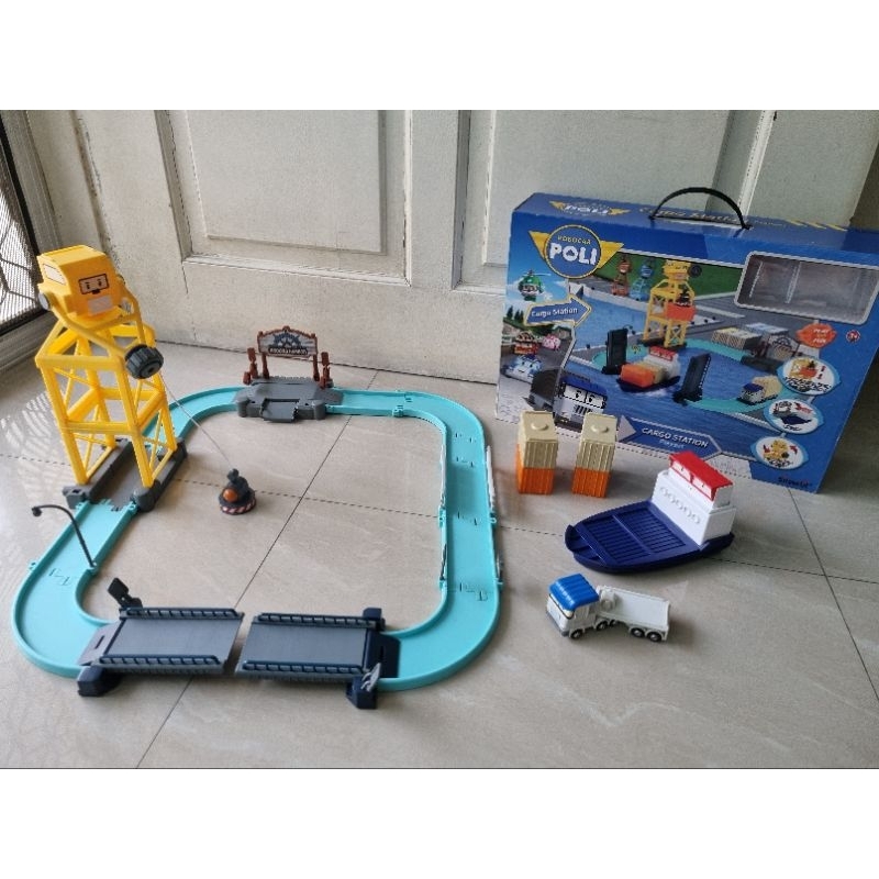 Jual Robocar Poli container Cargo Station Playset Crane Silverlit track ...