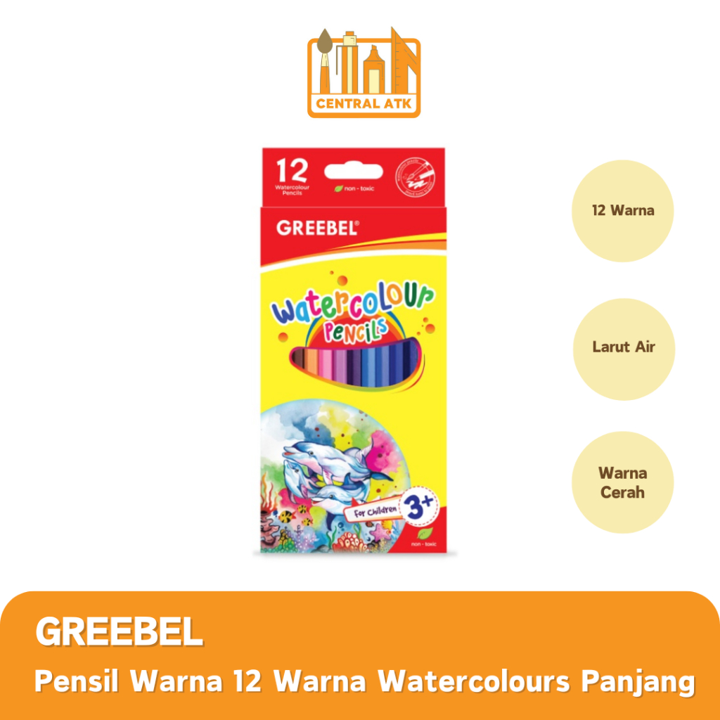 Jual PENSIL WARNA / COLOR PENCIL GREEBEL 12 WARNA WATERCOLOUR PANJANG ...