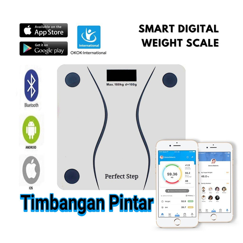 Jual Timbangan Badan Digital Bluetooth Monitor Timbangan Digital Body ...