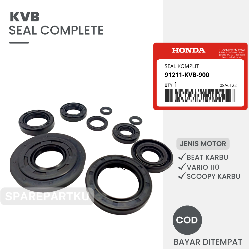 Jual KVB SEAL COMPLETE HONDA BEAT KARBU, VARIO 110, SCOOPY KARBU/ SIL KOMPLIT/ SEAL GEAR/ SIL ...