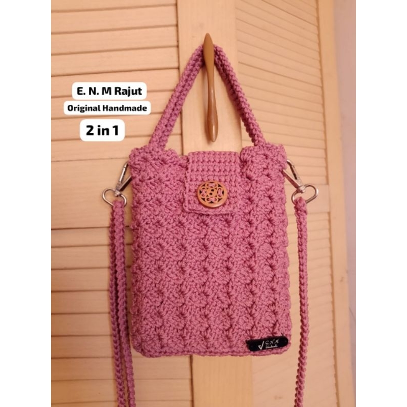 Jual Pre-Order. Tas HP Rajut 2 in 1. Korean Style. Boleh Request Warna ...