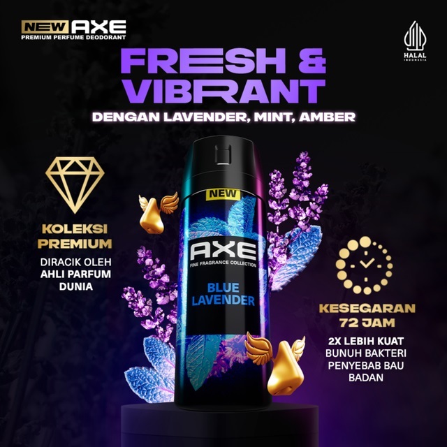 Jual AXE PREMIUM PERFUME DEODORANT BLUE LAVENDER 135ML | Shopee Indonesia