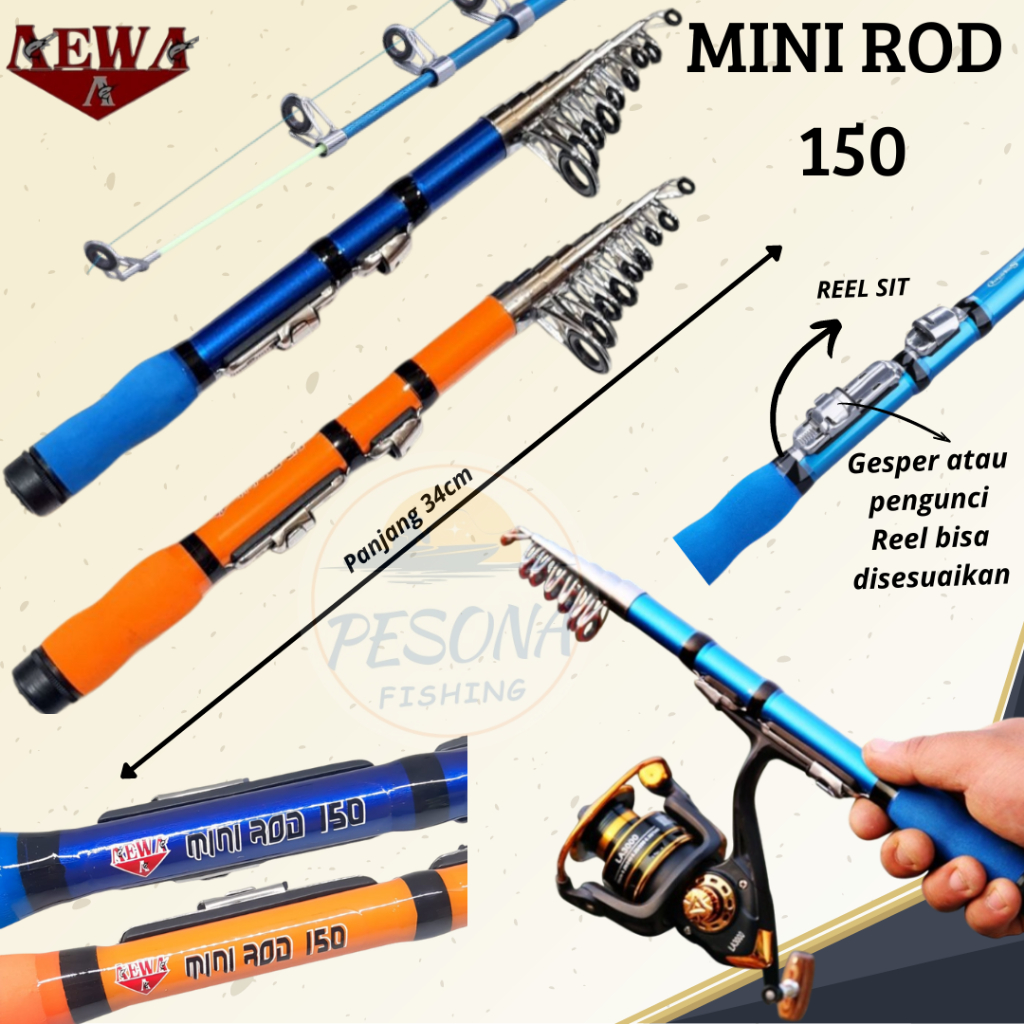 Jual Joran Pancing Antena Aewa Mini rod 150cm 6 Marit Warna Orange Biru ...