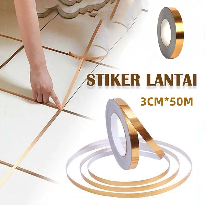 Jual 50M/Roll Gulungan Sticker Dekorasi Lantai Strip/ Gulungan Stiker ...