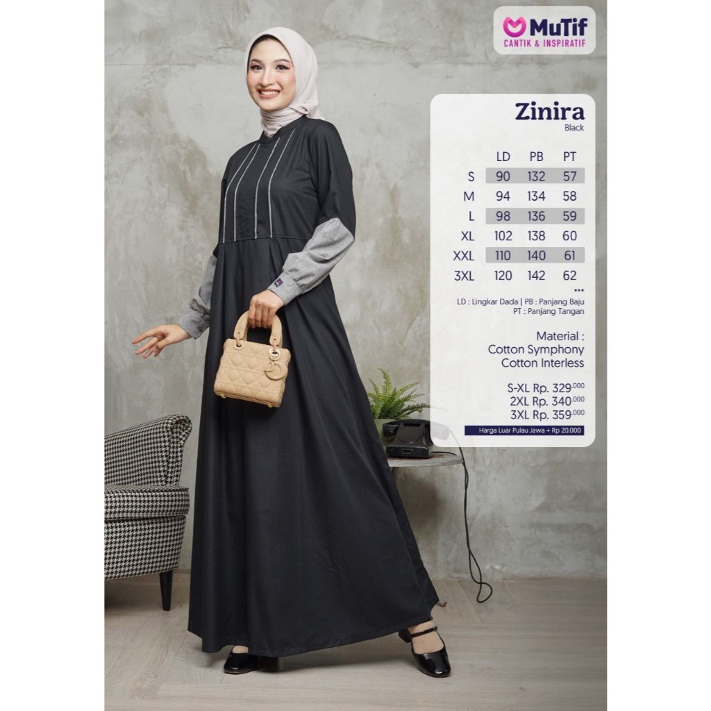 Jual MUTIF | GAMIS MUTIF | MUTIF Zinira | Zinira Black | Dress Muslimah ...