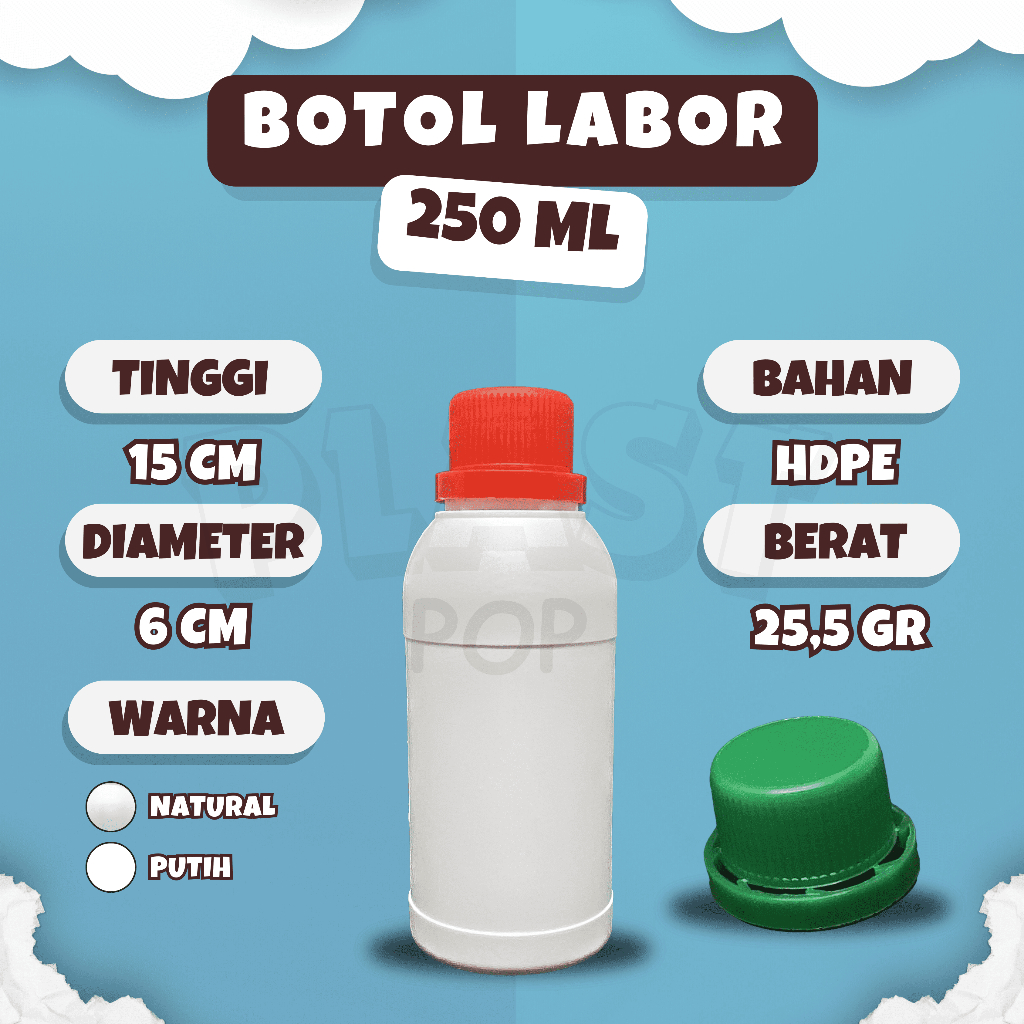 Jual Botol Labor Agro 250 ml 1/4 Liter / Botol Pupuk 1/4kg 250ml / HDPE | Shopee Indonesia
