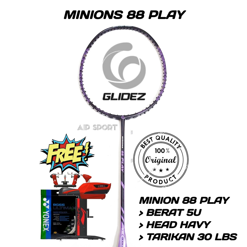 Jual Raket Badminton Glidez Minion 88 Play Original | Shopee Indonesia