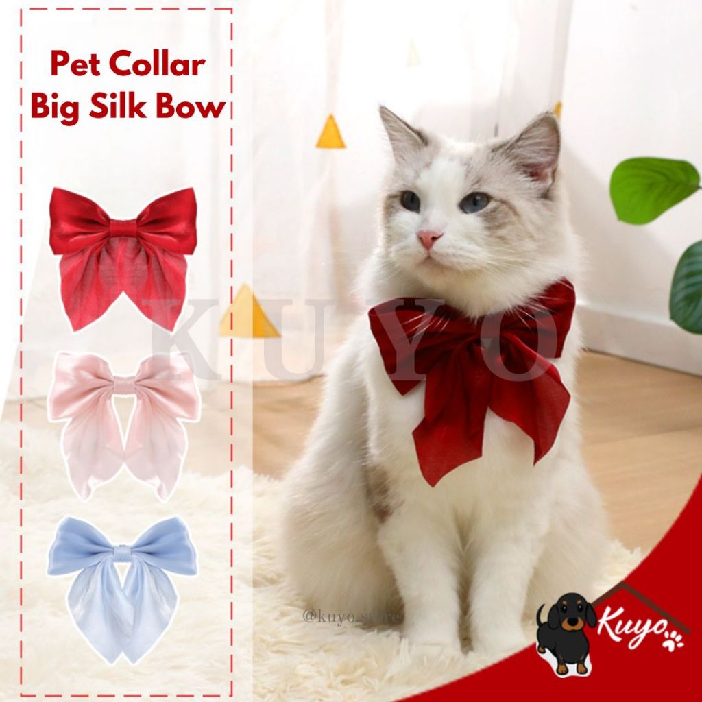 Jual Pet Cat Dog Big Silk Bow Ribbon Neck Collar - Kalung Tali Pita ...