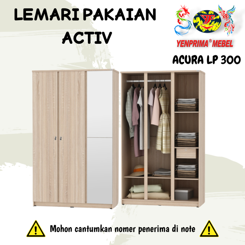 Jual [YENPRIMA] Activ Lemari Pakaian 3 Pintu Acura / Lemari dengan ...