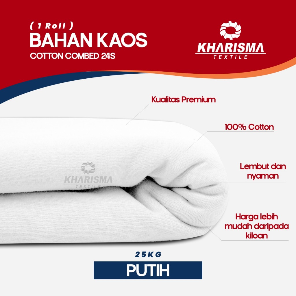 Jual Bahan Kaos Kualitas Premium Cotton Combed 24s ( Satu Roll 25 Kg-an ...