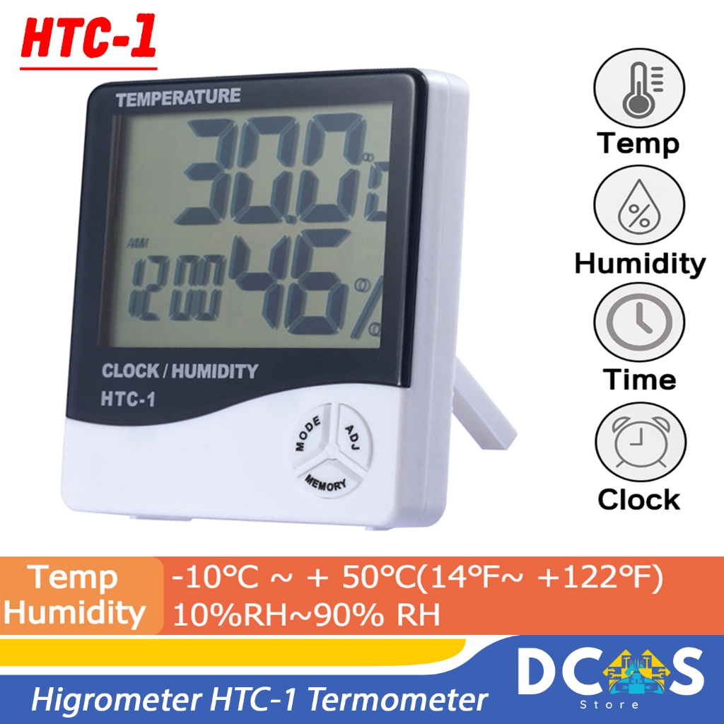 Jual Higrometer HTC-1 Termometer Jam Digital Alat Pengukur Suhu Ruangan ...