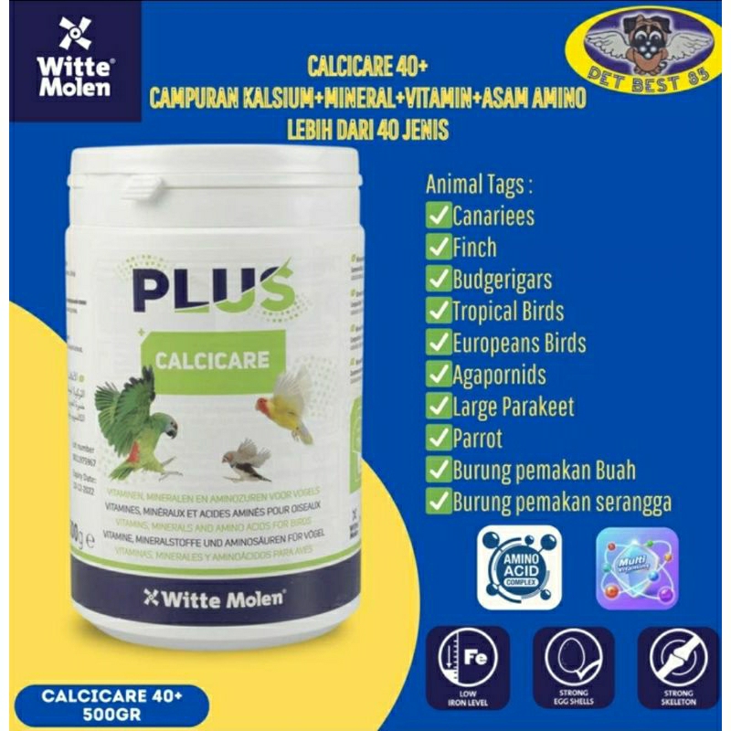 Jual Calcicare 40+ 500gr Suplement Perawatan Burung Calcium + Mineral ...