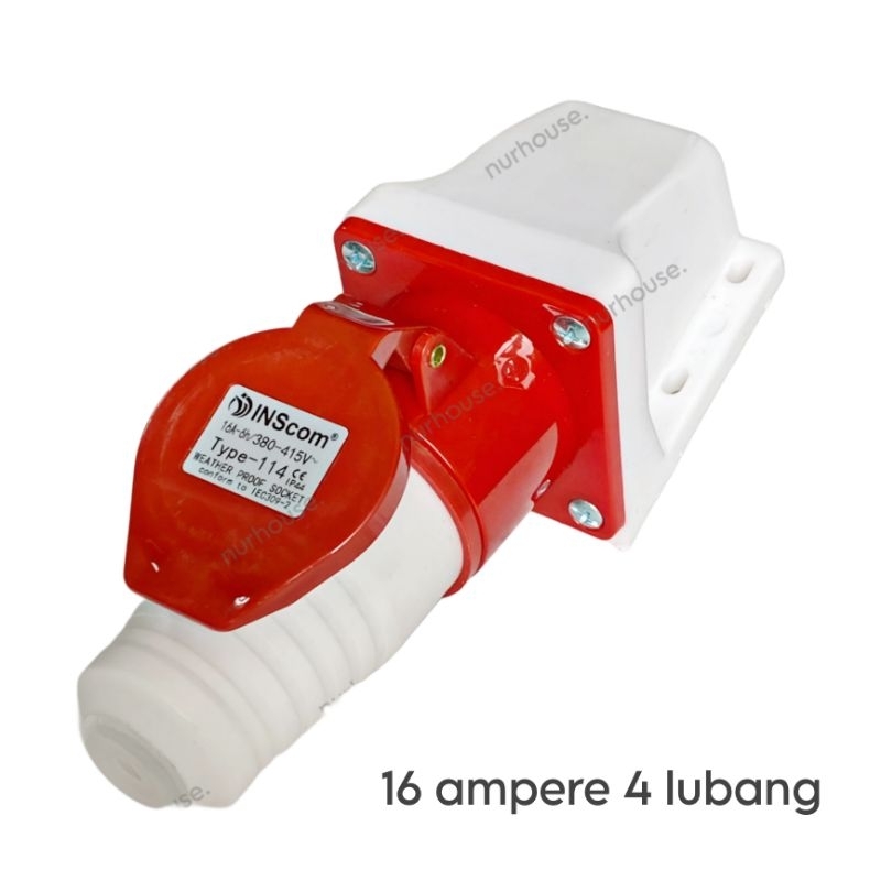 Jual socket genset stopkontak genset 16 amper 3 phase 4 kaki 4 lubang ...