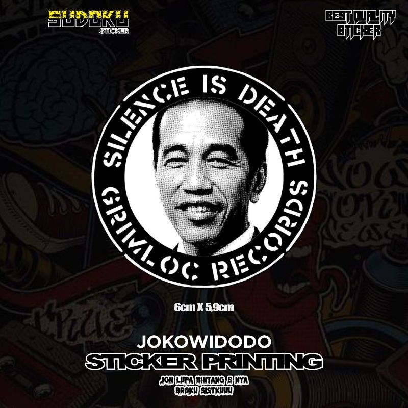 Jual STICKER STIKER PRINTING SILENCE IS DEATH GRIMLOC RECORDS JOKOWI ...