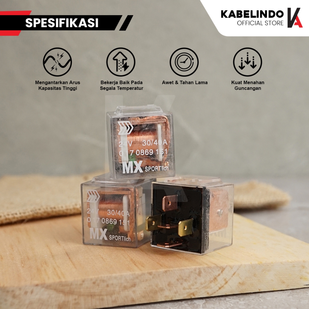 Jual 【MX】Relay MX Transparan Kaki 5 Pin 87a Pemutus Arus 24V 30/40A ...