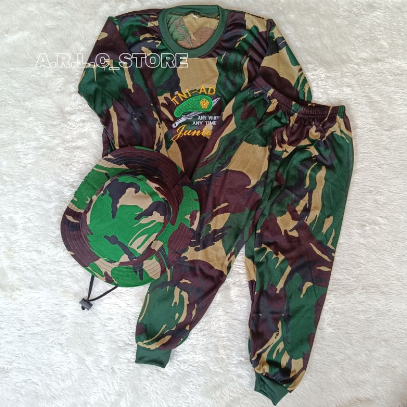 Jual setelan kaos anak loreng malpinas tni ad lengan panjang plus topi rimba baju anak kids army ...