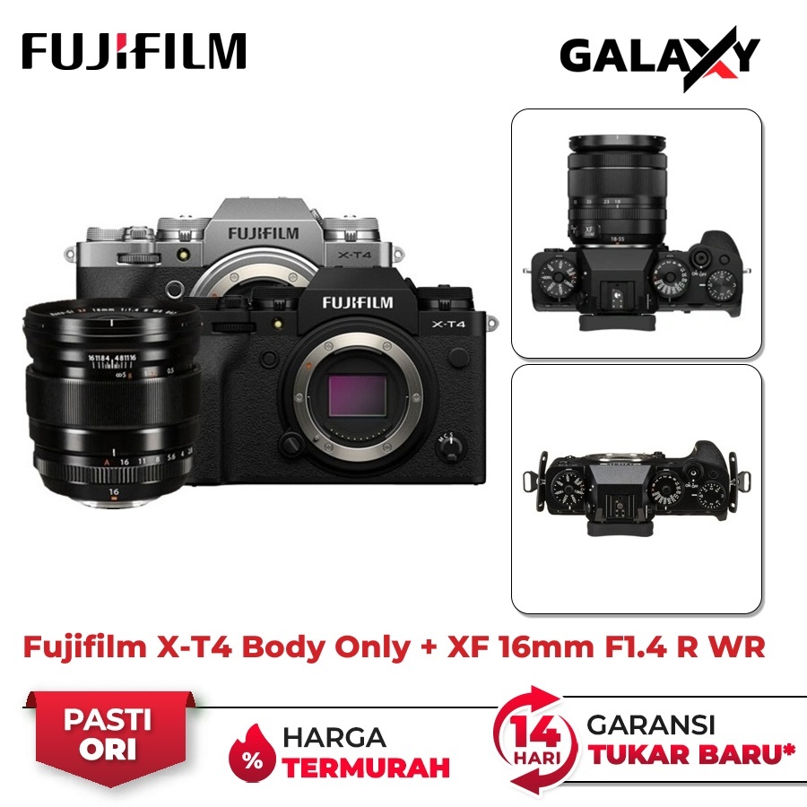 Jual Fujifilm X-T4 Body Only + XF 16mm F1.4 R WR Lens XT 4 XT4 Resmi | Shopee Indonesia