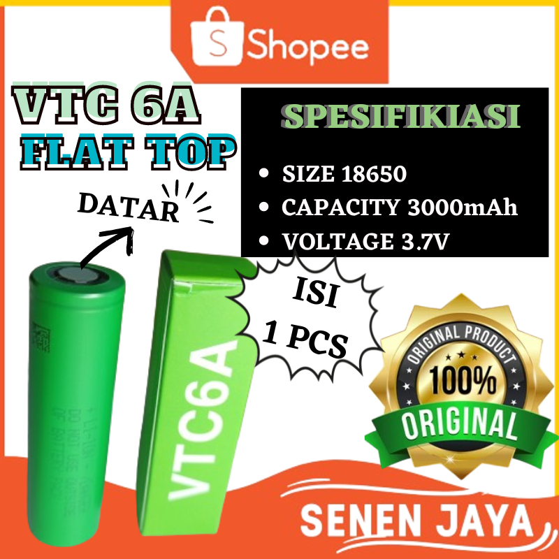 Jual ORIGINAL!!!! BATERAI Sony VTC6A 18650 3.7V 30A 3000mAh Baterai ...