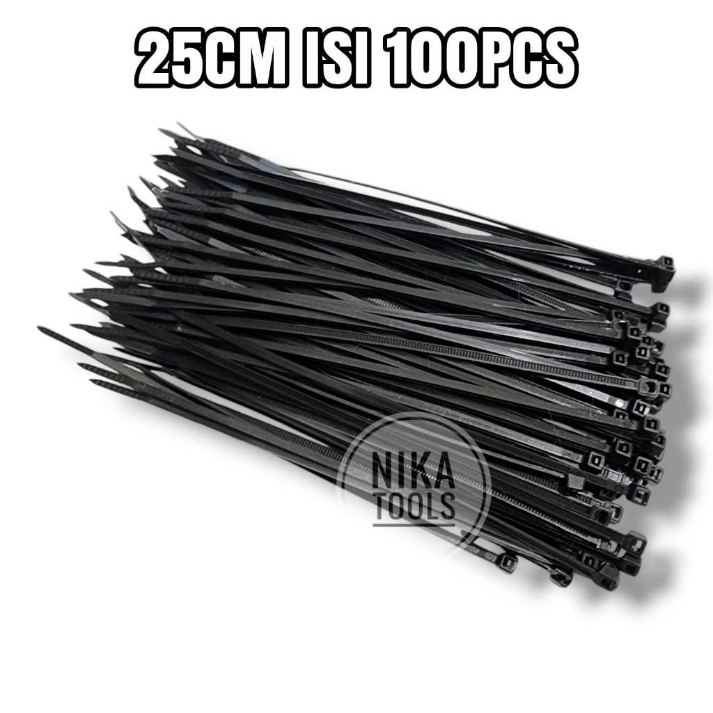 Jual Kabel Tis 25 cm 250 mm Cable Ties Tie Nylon Nilon Hitam 100 pcs | Shopee Indonesia