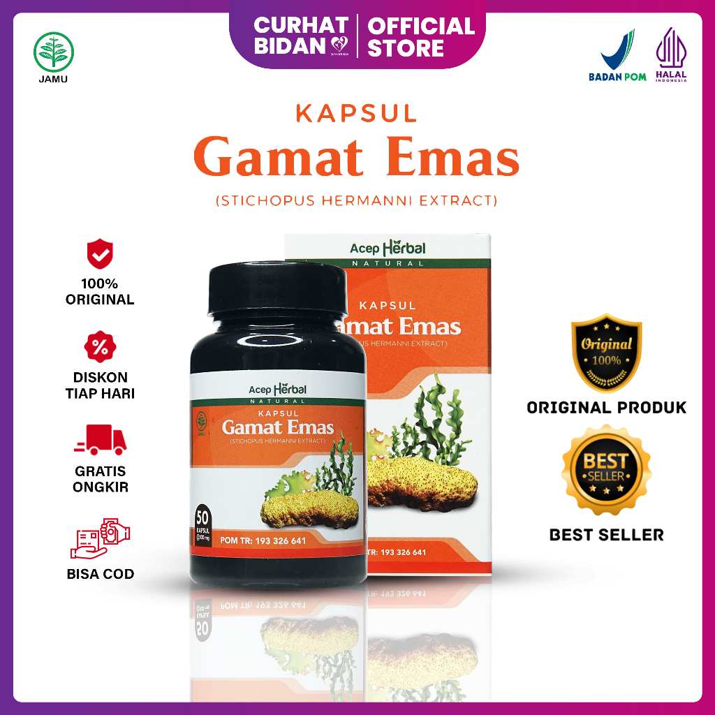 Jual Kapsul Gamat Emas Ekstrak Teripang Emas 100% Original Multikhasiat ...