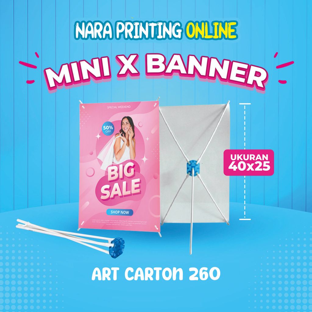 Jual Cetak Mini X Banner Bahan Art Carton 260 - 1 Set - Free Desain ...