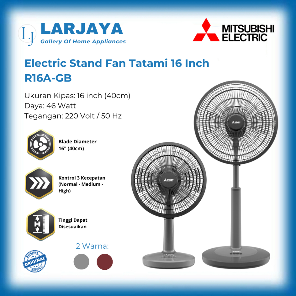 Jual Mitsubishi Stand Fan 16 inch Kipas Angin Berdiri R16AGB 16" Tatami ...