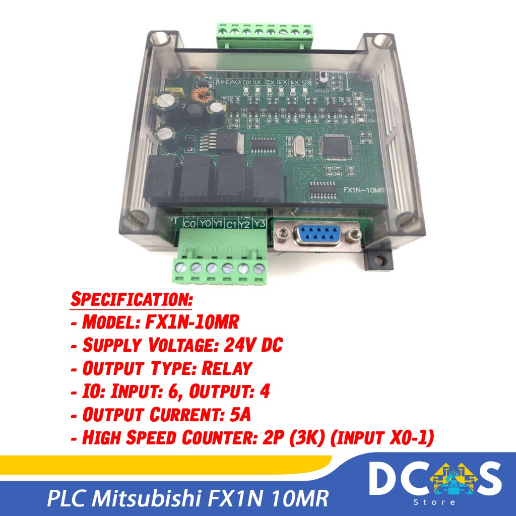 Jual PLC Mitsubishi FX1N 10MR 6DI 4DO Communication RS232 24VDC FX1n ...