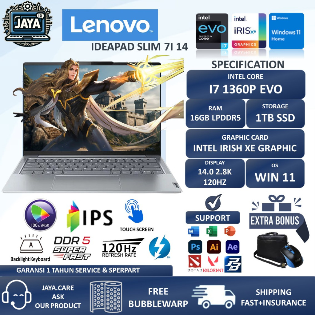 Jual Laptop Lenovo Ideapad Slim 7I Intel Evo i7 1360P RAM 16GB DDR5 1TB ...