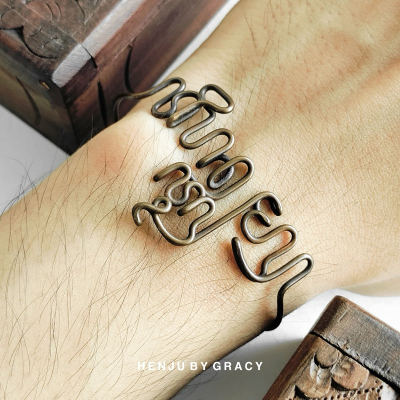 Jual HENJU BY GRACY | Oxidized Copper Aksara Jawa Bangle | Gelang ...