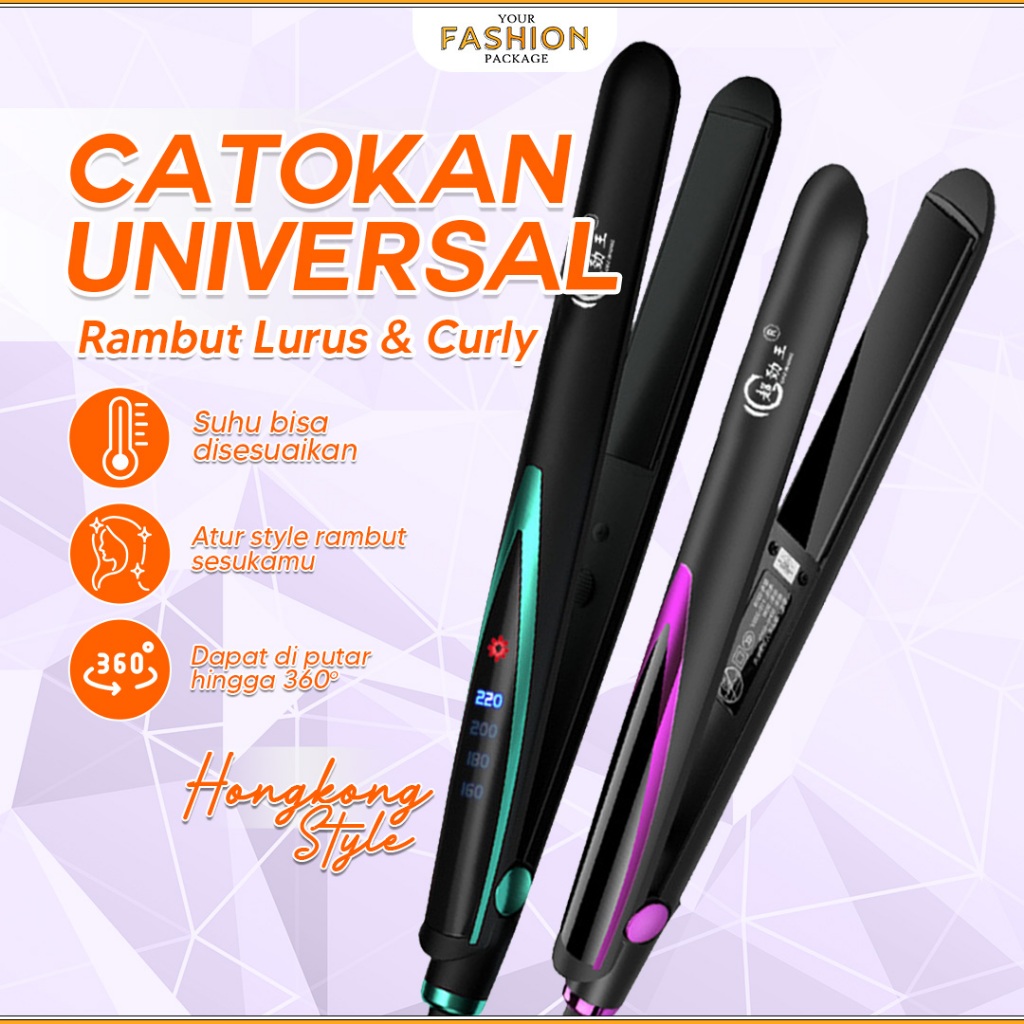 Jual Catokan Rambut Universal 2 in 1 Catok Pelurus & Keriting Rambut ...