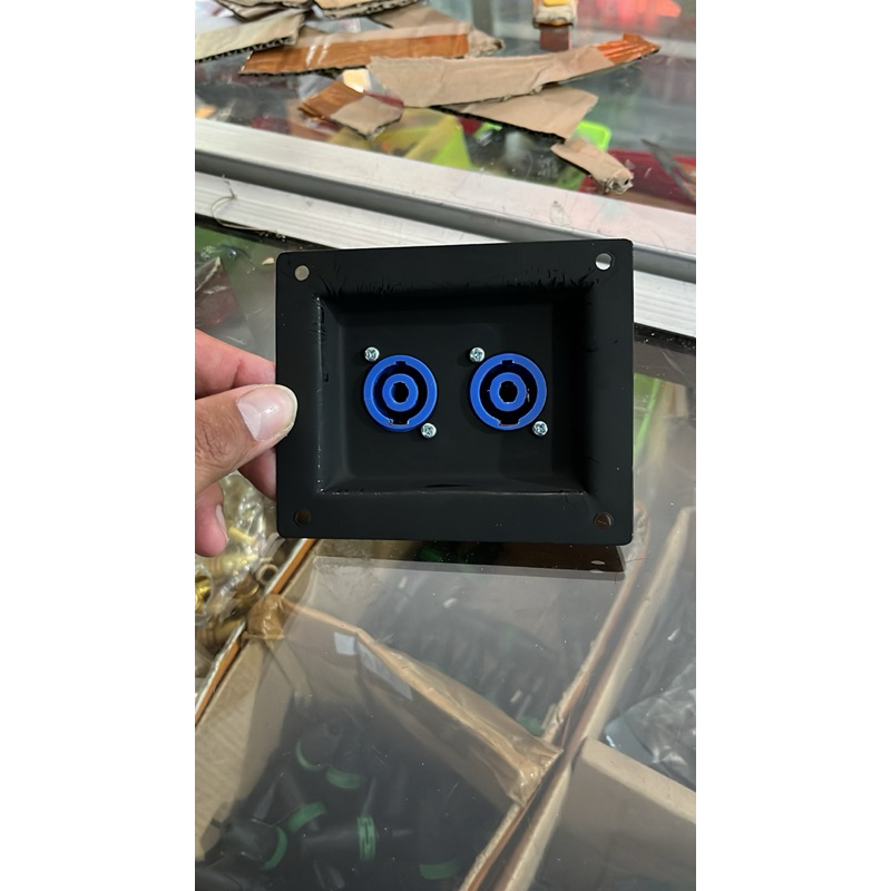 Jual Panel Plat Speakon + Soket Speakon Biru Terminal Spikon Speaker 2 ...