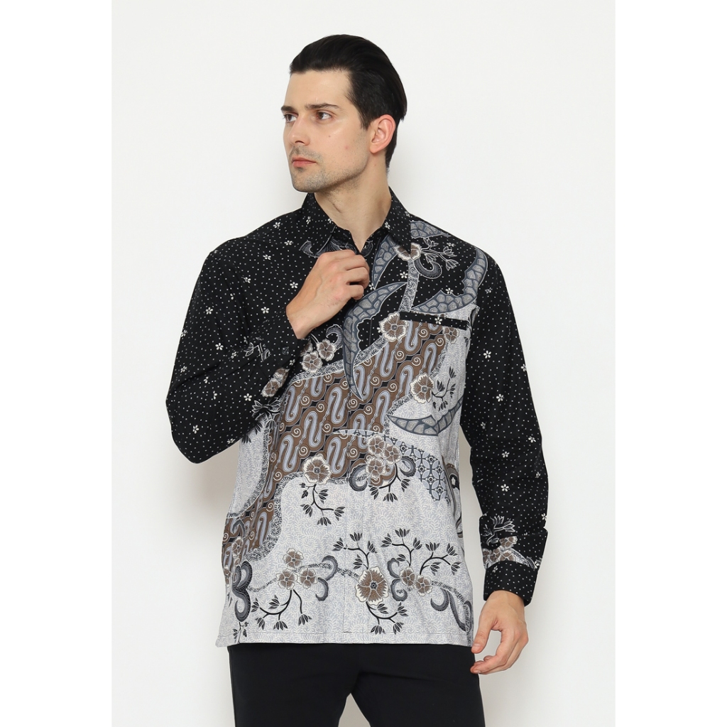 Jual Waskito Kemeja Batik Katun Pria KB 46127 Black (hitam) | Shopee ...