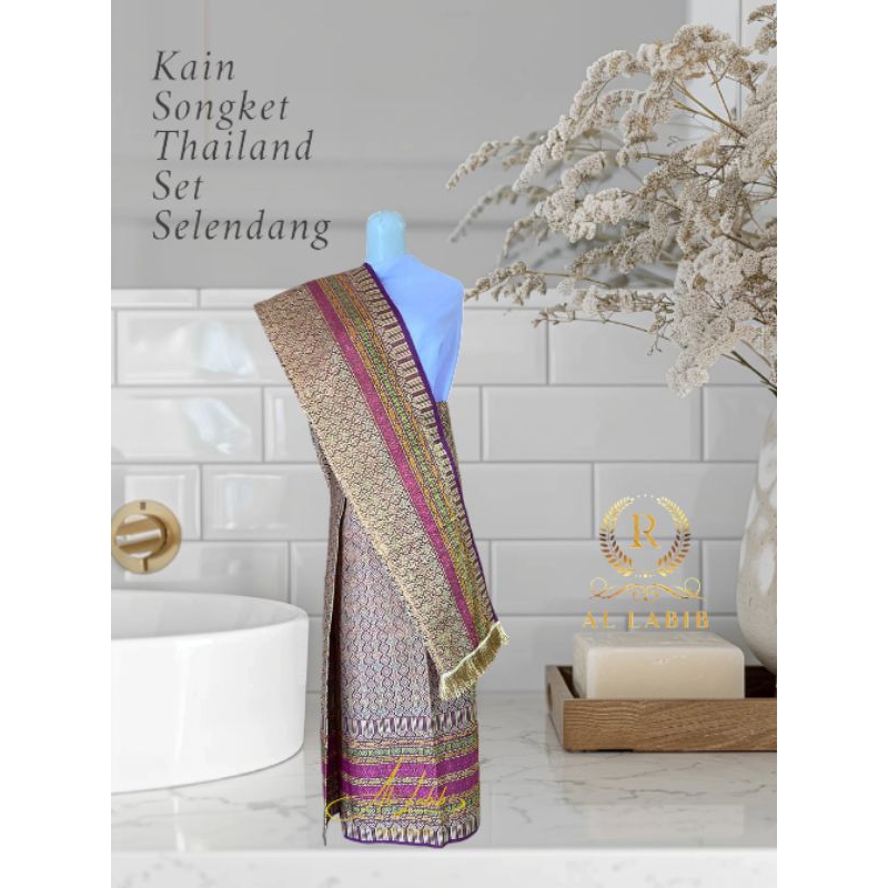 Jual Kain Tenun Songket Thailand Set Selendang Syal Kain Songket Tradisional Modern Palembang ...