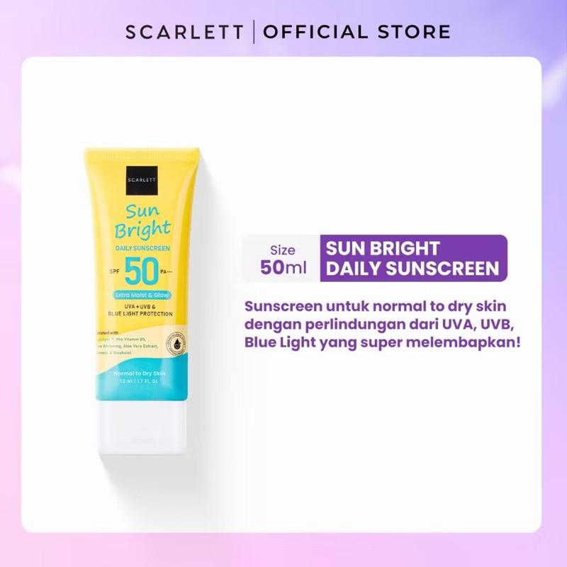 Jual BPOM Scarlett Whitening Sunscreen Sun Bright Daily SPF 50 PA ...