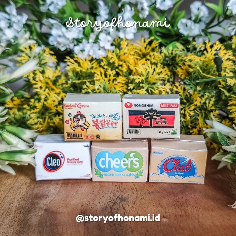Jual MINIATUR 1:12 BOX MAKANAN MINUMAN (3 x 2 x 2 cm) RAMEN AQUA KARDUS ...