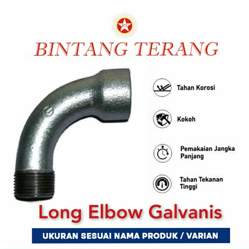 Jual Long Elbow besi Galvanis 1/2" - 3/4" / Bok Keni Besi Galvanis 1/2 ...