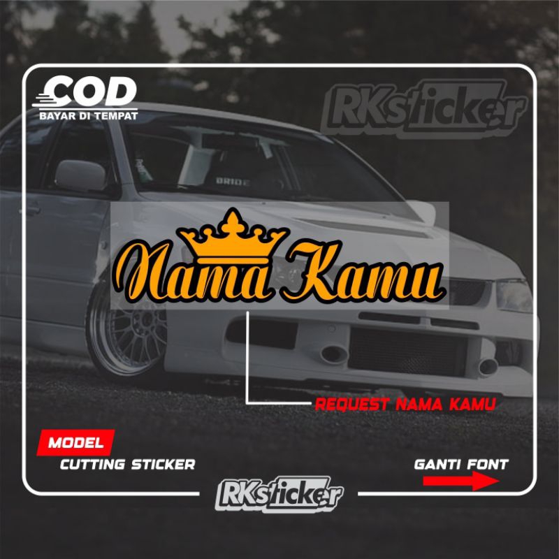Jual Stiker nama model Mahkota custom suka suka cutting stiker nama ...