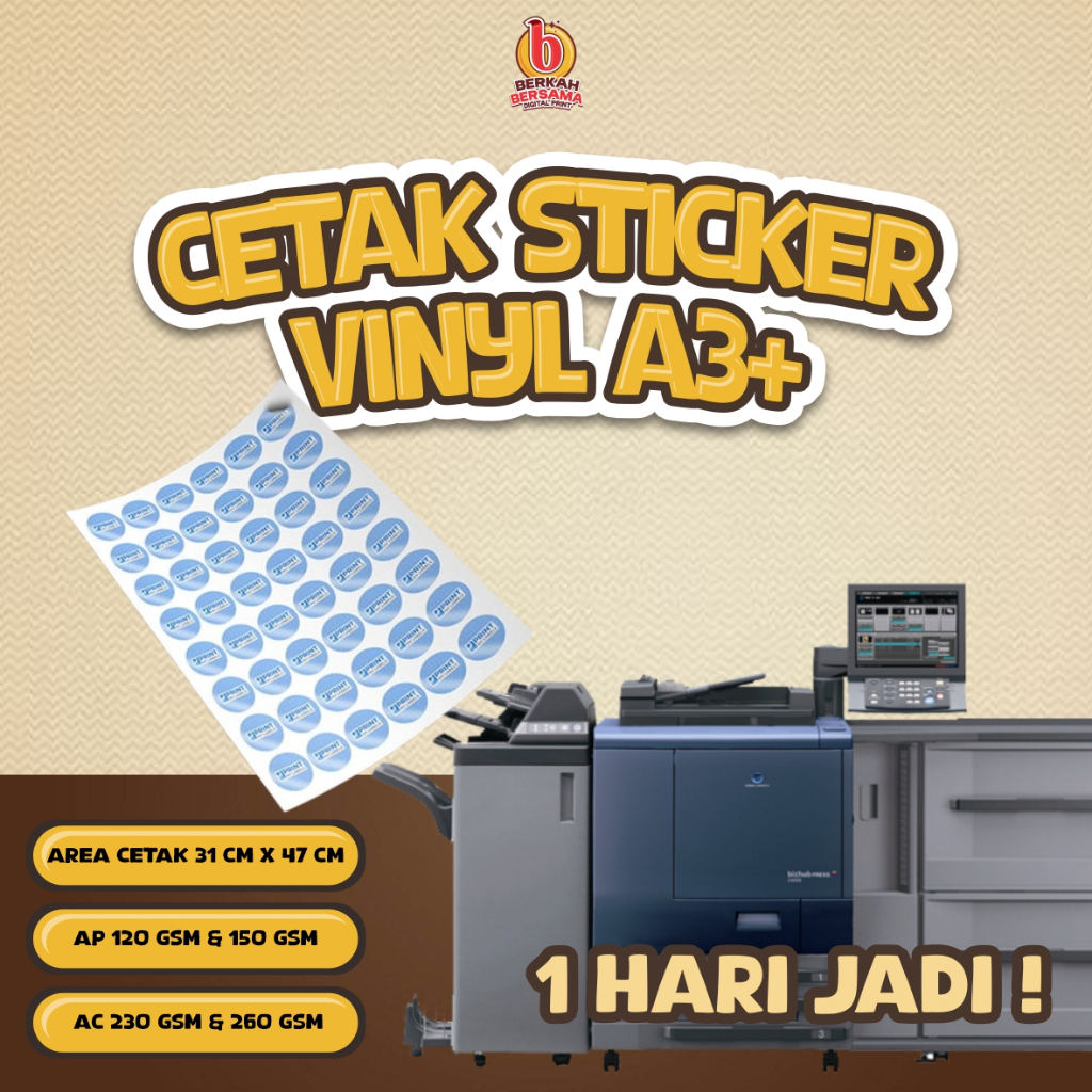 Jual STICKER VINYL A3+ / STICKER ANTI AIR / STICKER LABEL / STICKER ...