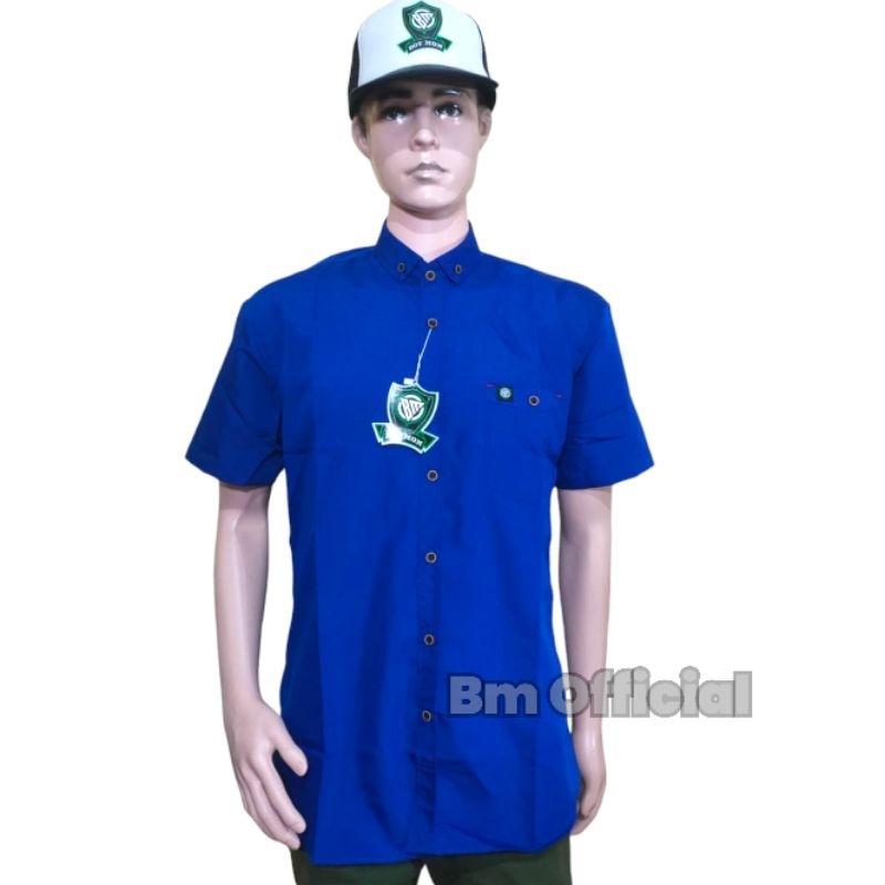 Jual Biru BCA Kemeja Polos Pria Lengan Pendek Kemeja Casual Formal ...