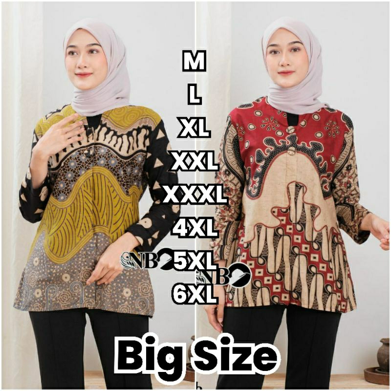 Jual Baju Wanita Jumbo Bih Size Atasan Batik LD 140 ukuran Jumbo | Shopee Indonesia