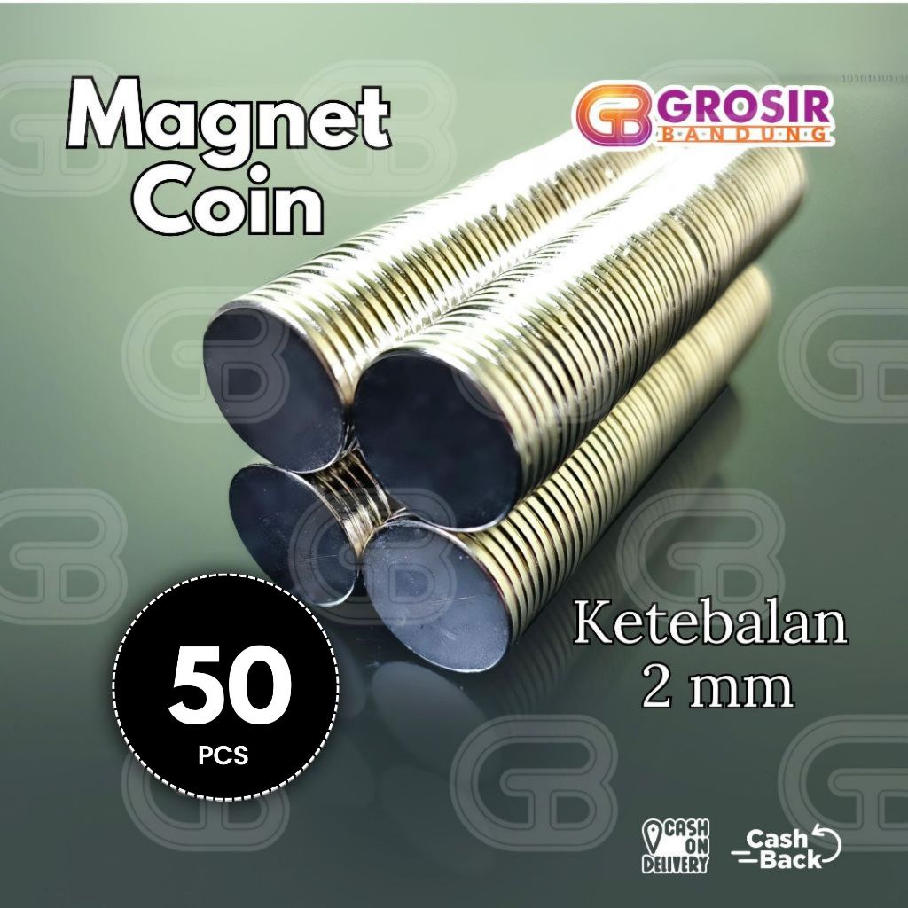 Jual [ISI 50]Magnet Besi Berani Neodymium Tebal 2 mm Strong Kuat Bulat ...