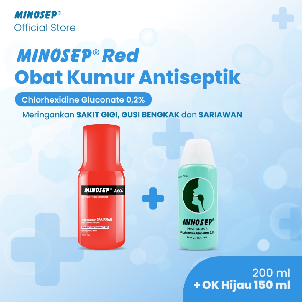 Jual Minosep RED Obat Kumur Antiseptik 200ml 1botol + 1 botol Hijau ...