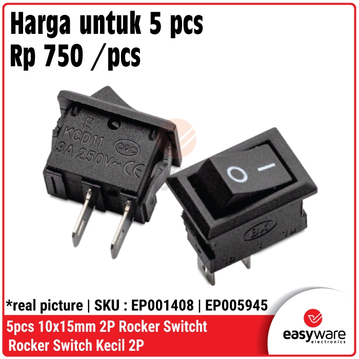 Jual 5x ROCKER SWITCH KCD11 15x10MM 3A 250V 2P SAKLAR ON OFF | Shopee ...