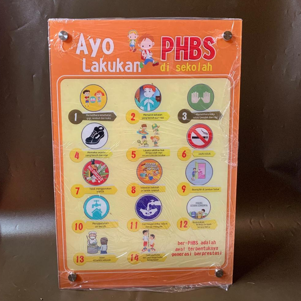 Jual Poster Akrilik Ayo Lakukan PHBS di Sekolah | Papan Akrilik Edukasi Perilaku Hidup Bersih ...