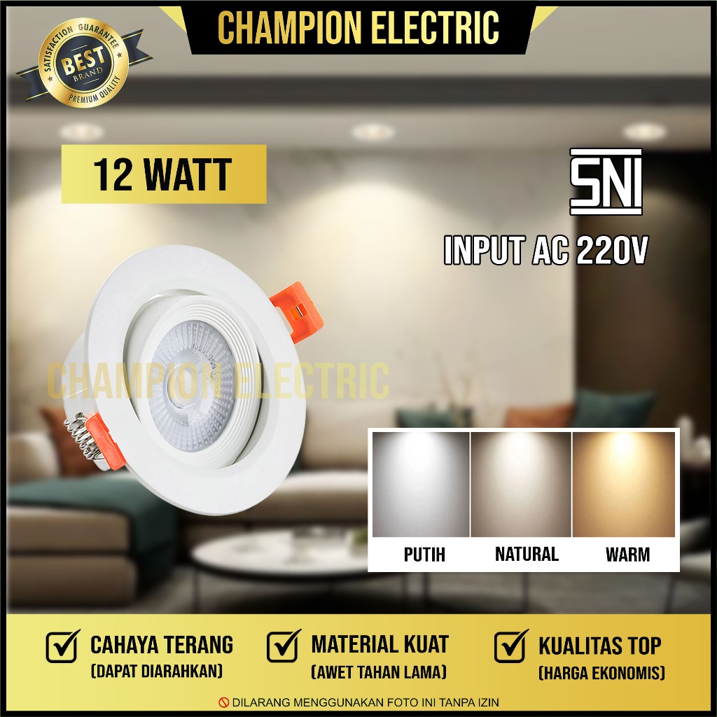 Jual Lampu Downlight Sorot LED Plafon 12W Spotlight 12 Watt 220V | Shopee Indonesia